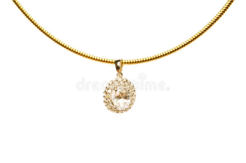 Pendant on Golden Chain Isolated Stock Photo - Image of bijouterie ...