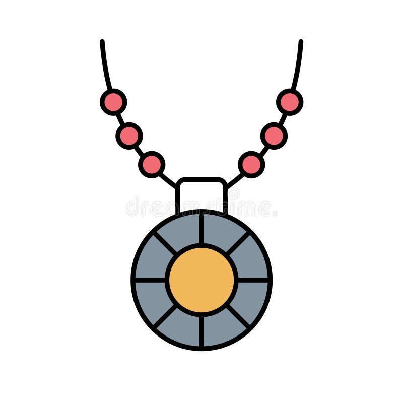 Pendant Jewellery Outline with Colours Fill Vector Icon that Can Easily ...