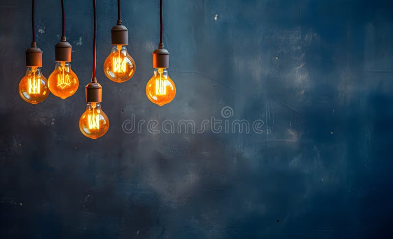 Pendant Lamp on a Wire, on a Blue Background Stock Image - Image of ...