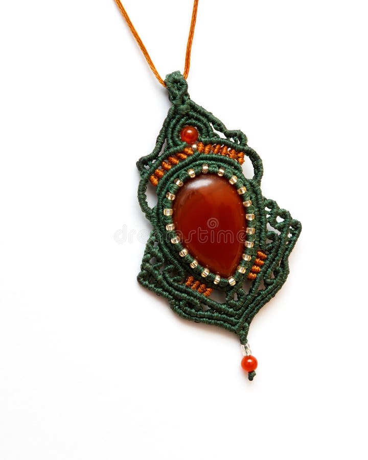 Pendant Made of Macrame with a Stone Stock Photo - Image of fireplace ...