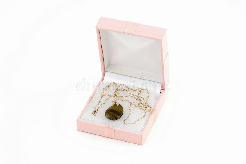 Pendant with Yellow Gold Chain in a Box Stock Image - Image of diamond ...
