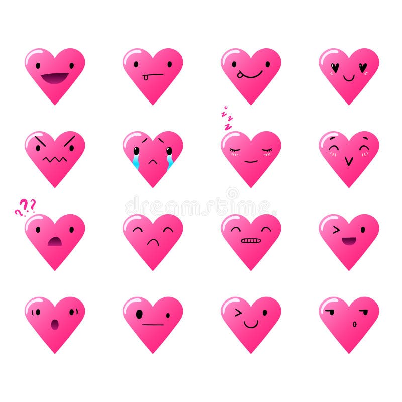 Pendiente 3 Del Corazón De Los Emoticons Ilustración del Vector ...