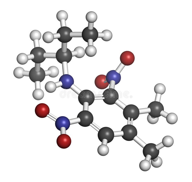 Pendimethalin Herbicide Molecule. Atoms are Represented As Spheres with ...