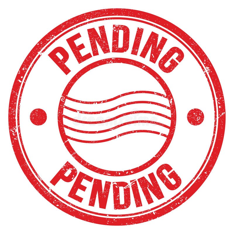 PENDING Text Written on Red Round Postal Stamp Sign Stock Illustration ...