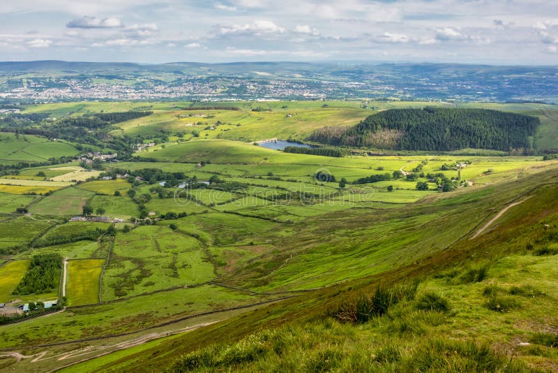 Pendle Hill, Lancashire - View from the Top. Stock Image - Image of ...