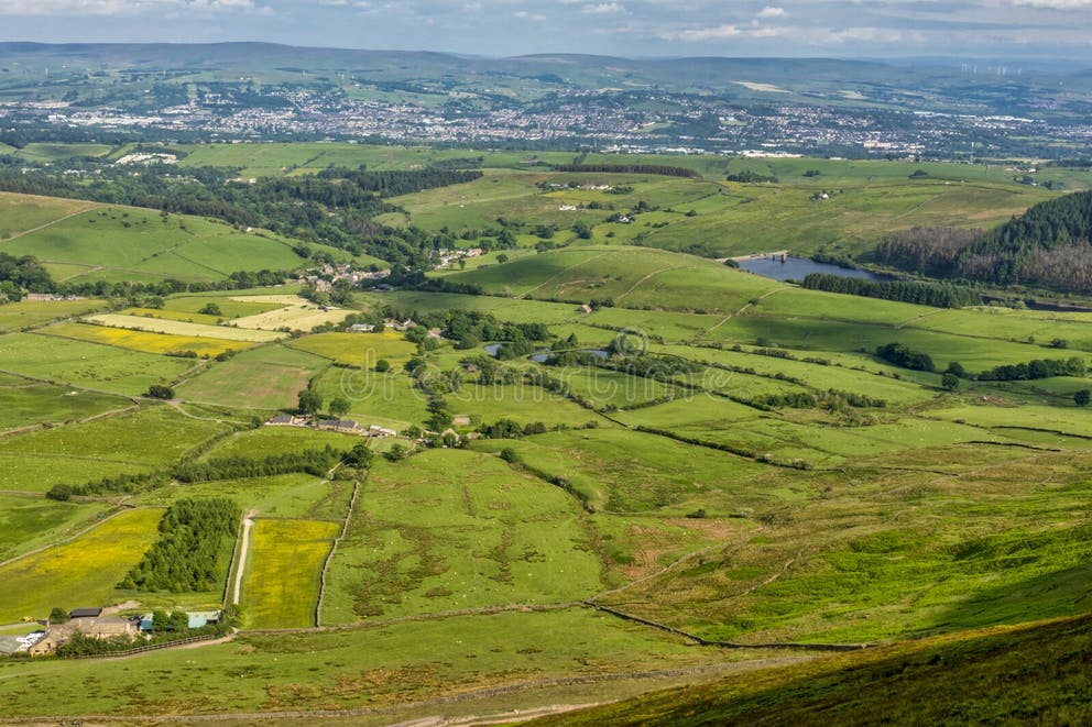 Pendle Hill, Lancashire - View from the Top. Stock Image - Image of ...
