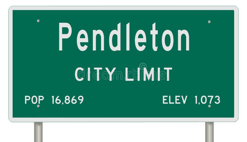 Pendleton Road Sign Showing Population and Elevation Stock Illustration ...