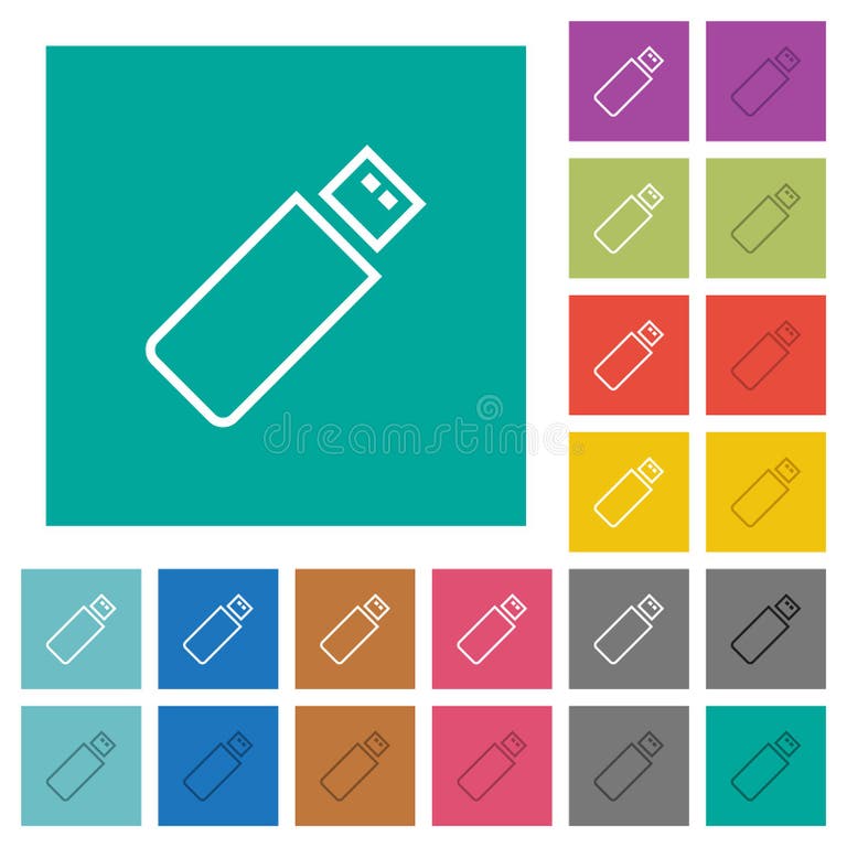Pendrive Outline Square Flat Multi Colored Icons Stock Vector ...