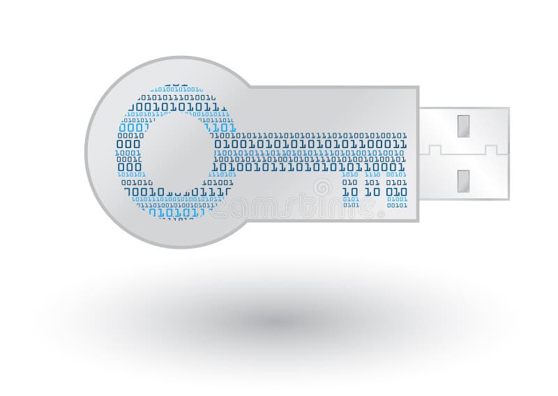 Pendrive Wit Digital Key, Security Usb Stock Illustration ...