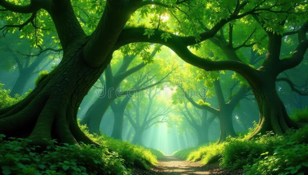 Pendulous Branches Arching Over, Lush Green Canopy, Drooping, Texture ...