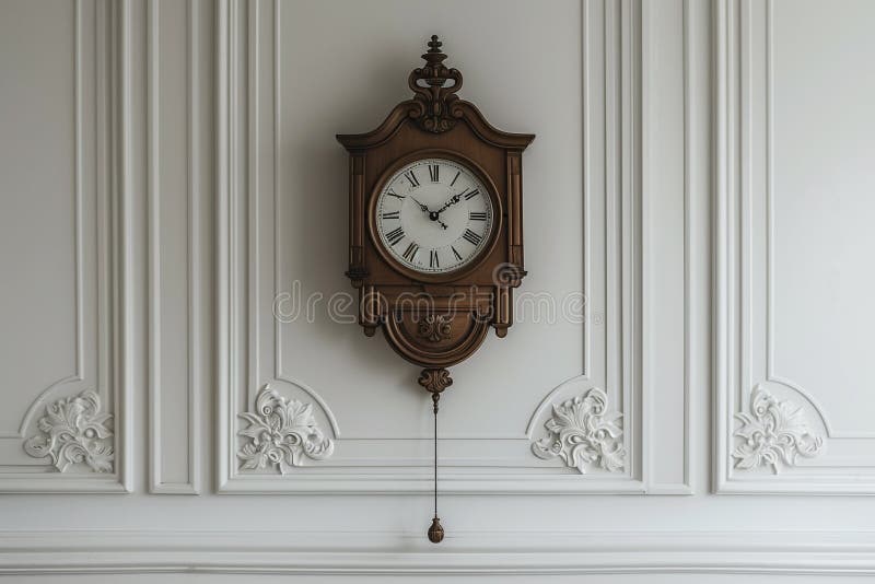 Pendulum Clock Hanging on a White Wall Stock Illustration ...