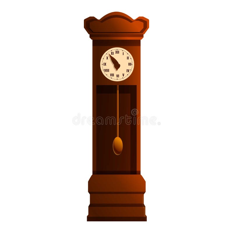 Wooden Pendulum Clock Icon, Cartoon Style Stock Vector - Illustration ...