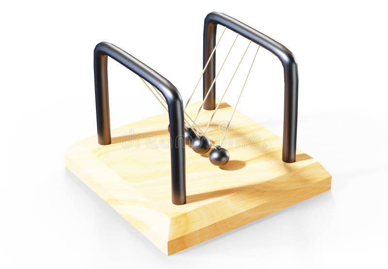 Pendulum, Newton S Cradle in Motion. 3D Rendering Isolated on White ...