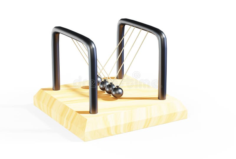 Pendulum, Newton S Cradle in Motion. 3D Rendering Isolated on White ...