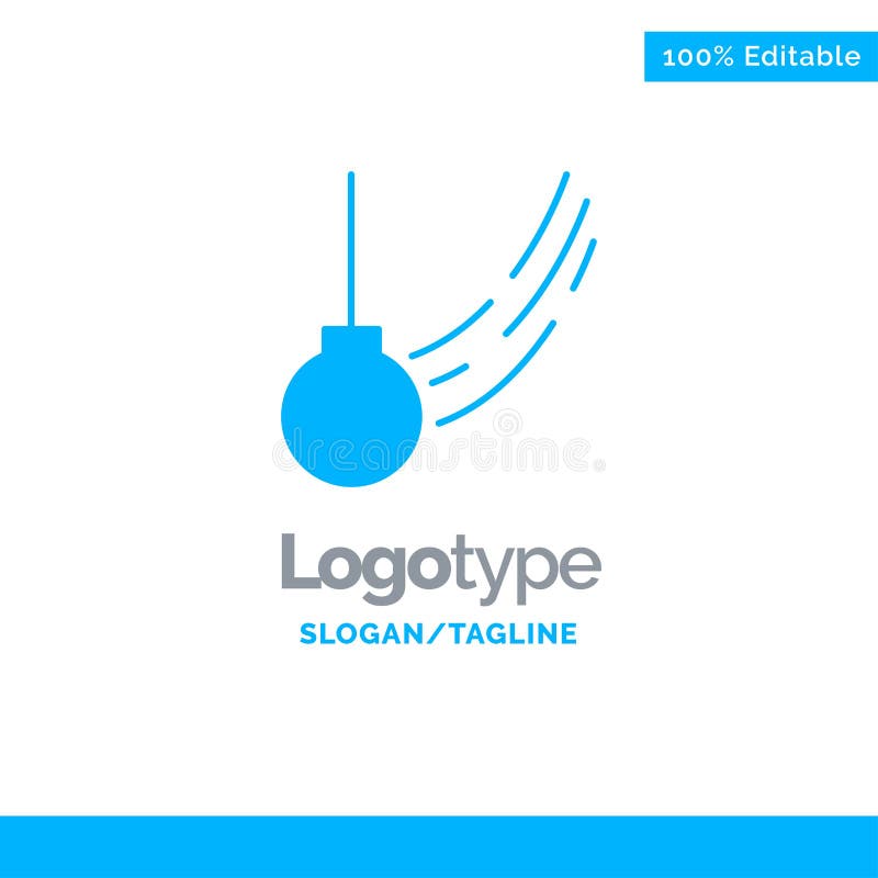 Pendulum, Swing, Tied, Ball, Motion Blue Solid Logo Template. Place for ...