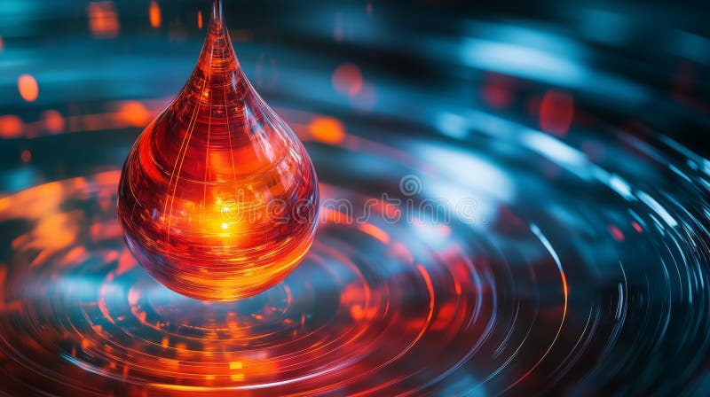 A Pendulum Swings Gracefully, Causing Colorful Ripples in the Water ...