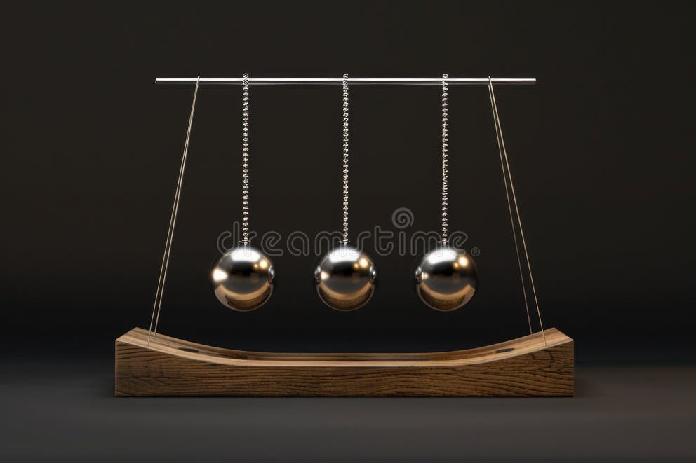 A Pendulum with Three Balls Suspended, Illustrating Physics Concept ...