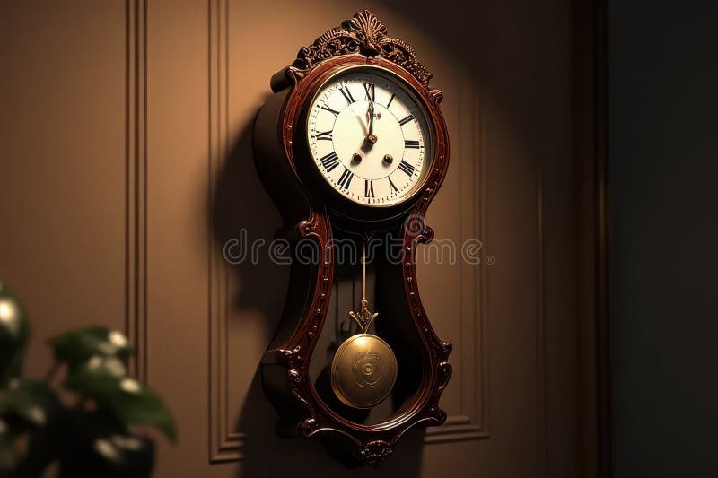 Pendulum Wall Clock with Vintage Design Stock Illustration ...