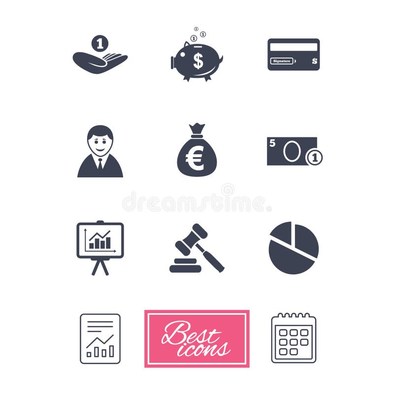 Pengar-, Kassa- Och Finanssymboler Spargristecken Vektor Illustrationer ...