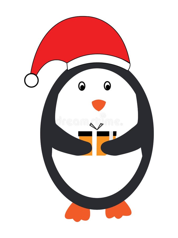 Flat Vector Illustration of Penguin Holding Gift Stock Vector ...