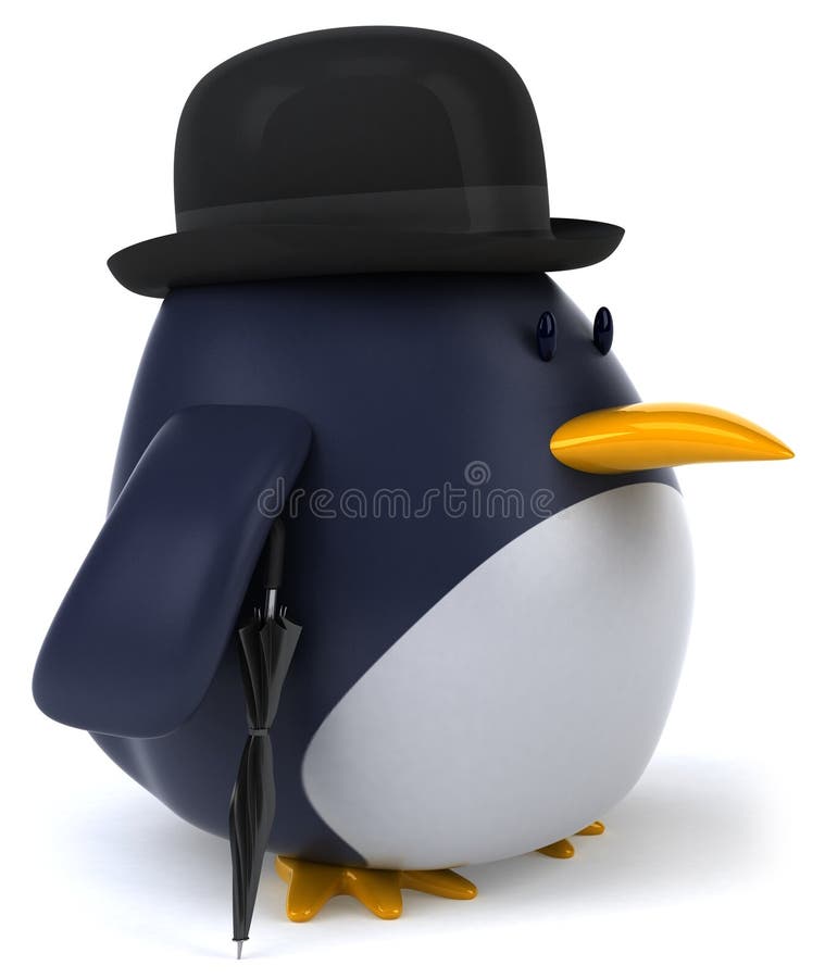 3d Penguin in Bowler Hat Carrying Briefcase Stock Illustration ...