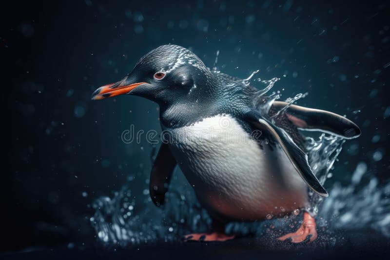 Penguin in Action. AI Generated Stock Illustration - Illustration of ...