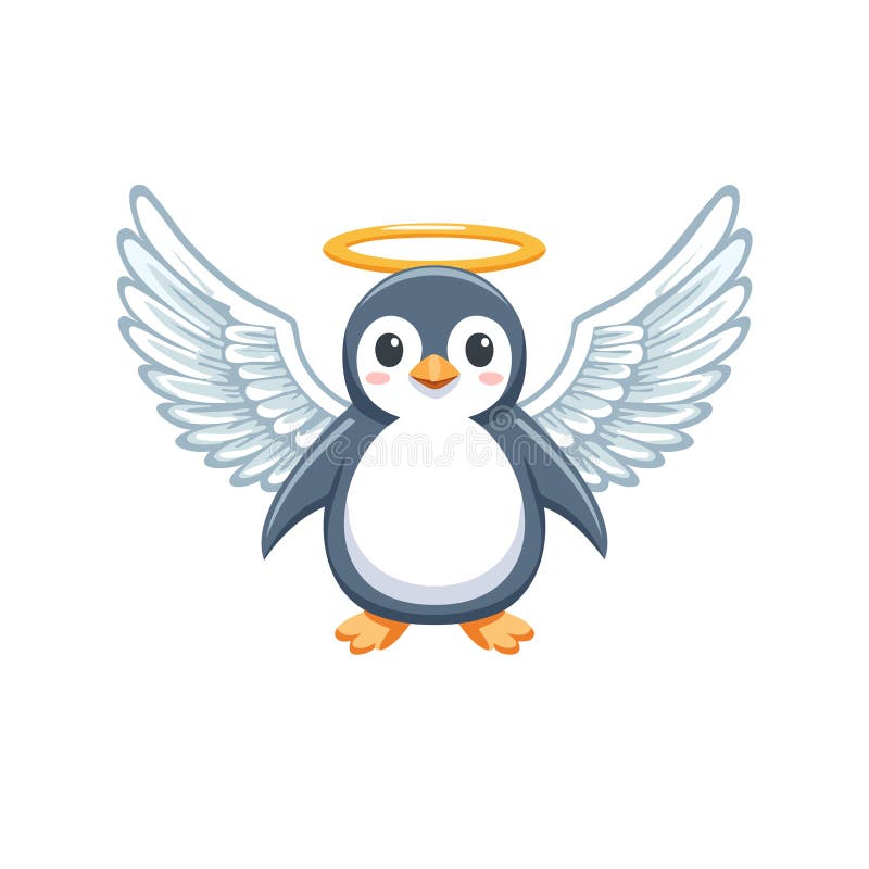 Penguin with Angel Wings stock vector. Illustration of drawing - 361491325