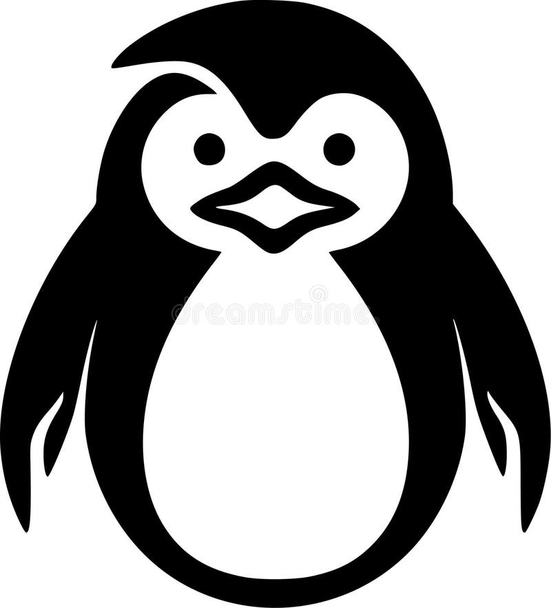 Penguin - Black and White Vector Illustration Stock Illustration ...