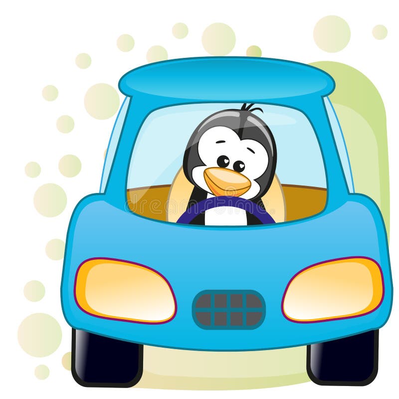 Penguin in a car stock vector. Illustration of headlight - 47315718