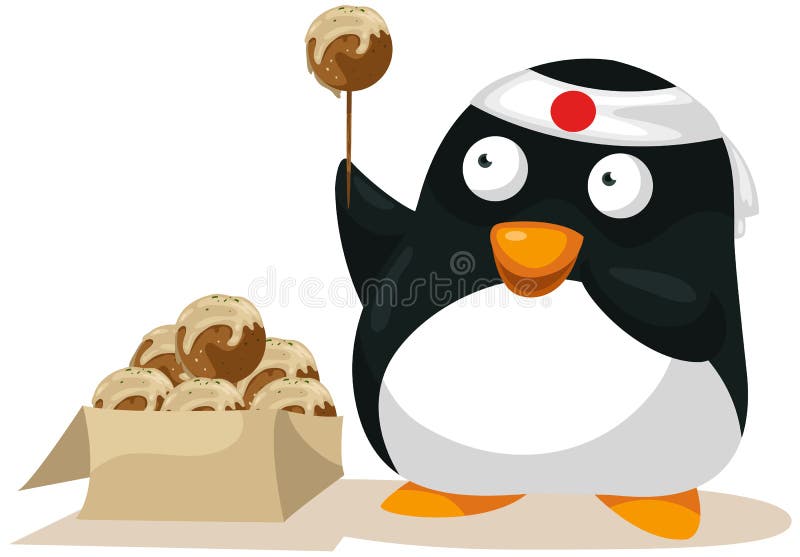 Penguin carrying flag stock vector. Illustration of asia - 20082581