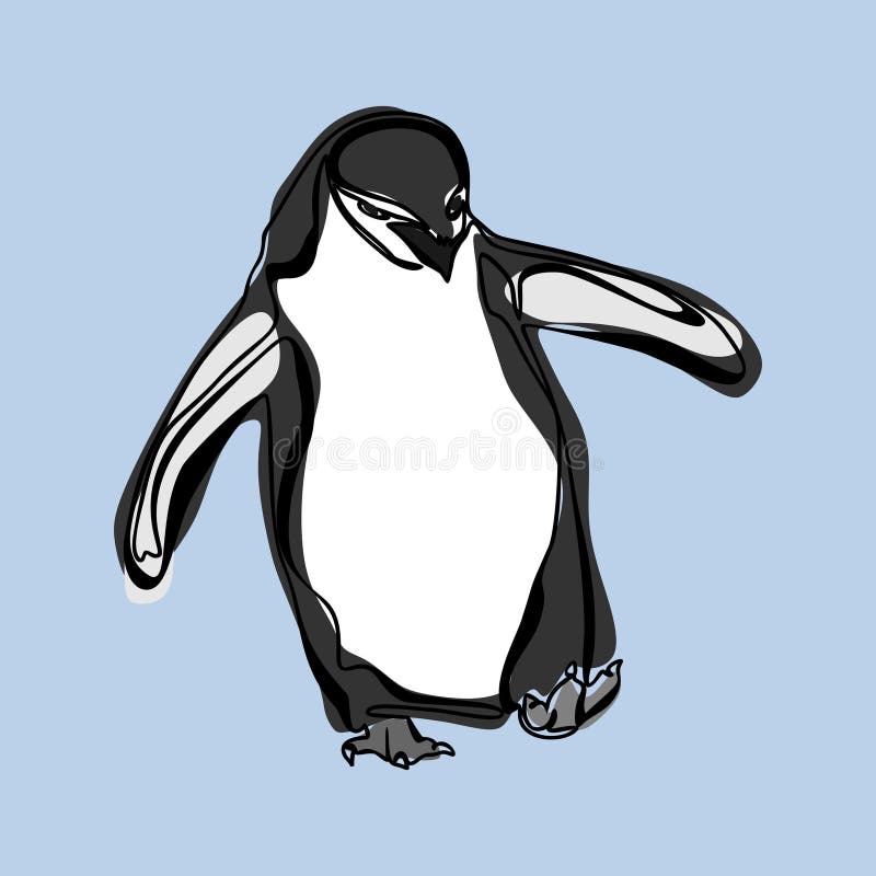 Penguin Cartoon Style Vector Illustration Isolated on Blue Background ...