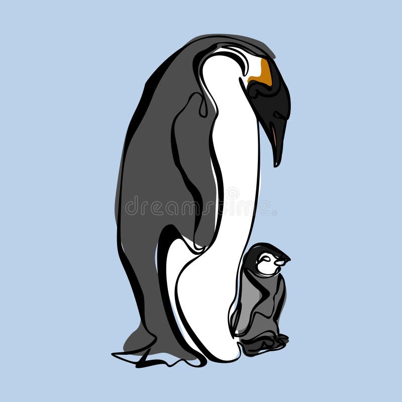 Penguin Cartoon Style Vector Illustration Isolated on Blue Background ...