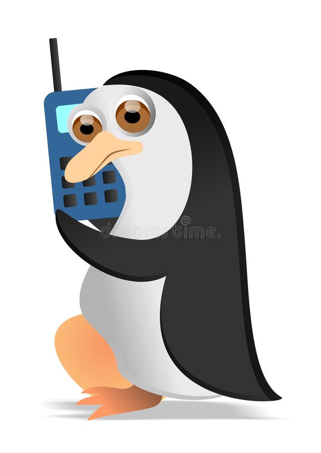 Penguin with cellphone stock vector. Illustration of female - 39016667