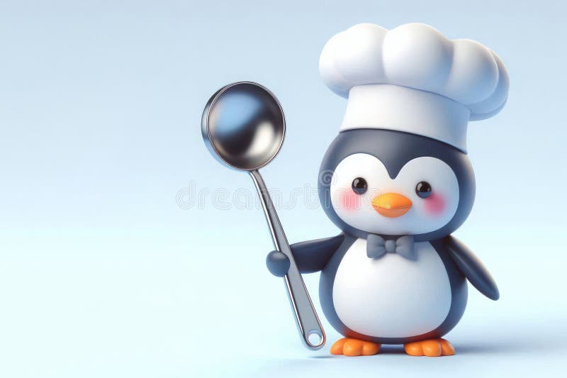 A Penguin Chef with a Ladle in a Chef S Hat. Space for Text. Stock ...