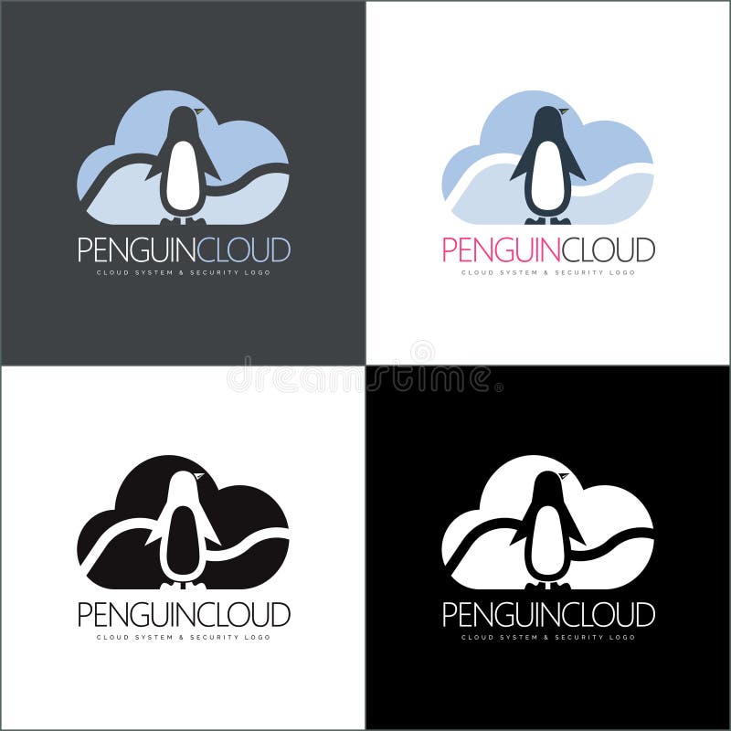 Penguin Cloud Apps Data Cloud Logo Silhouette Modern Logo Set Template Design Stock Vector ...