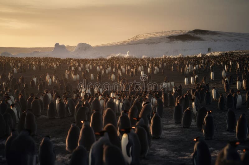 Penguin Colony. AI Generated Stock Illustration - Illustration of king ...