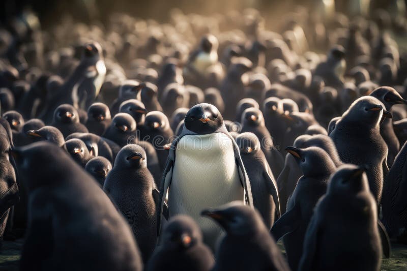 Penguin Colony. AI Generated Stock Illustration - Illustration of ...