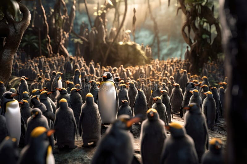 Penguin Colony. AI Generated Stock Illustration - Illustration of ...
