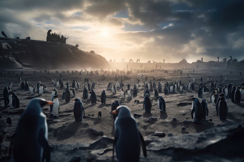 Penguin Colony. AI Generated Stock Illustration - Illustration of ross ...