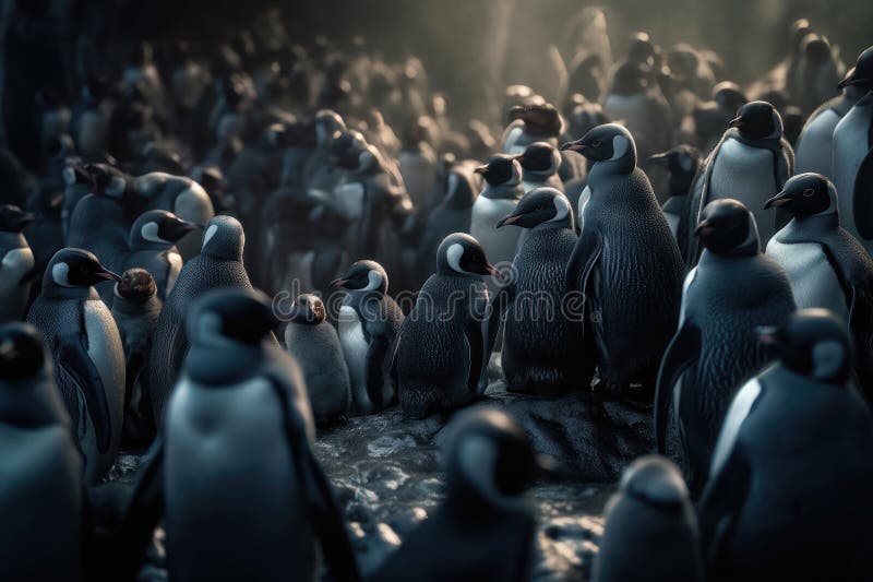 Penguin Colony. AI Generated Stock Illustration - Illustration of ...