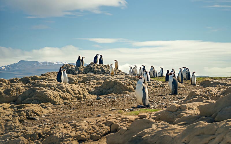 A Penguin Colony on the Magdalena Isla Island in Chile Stock ...