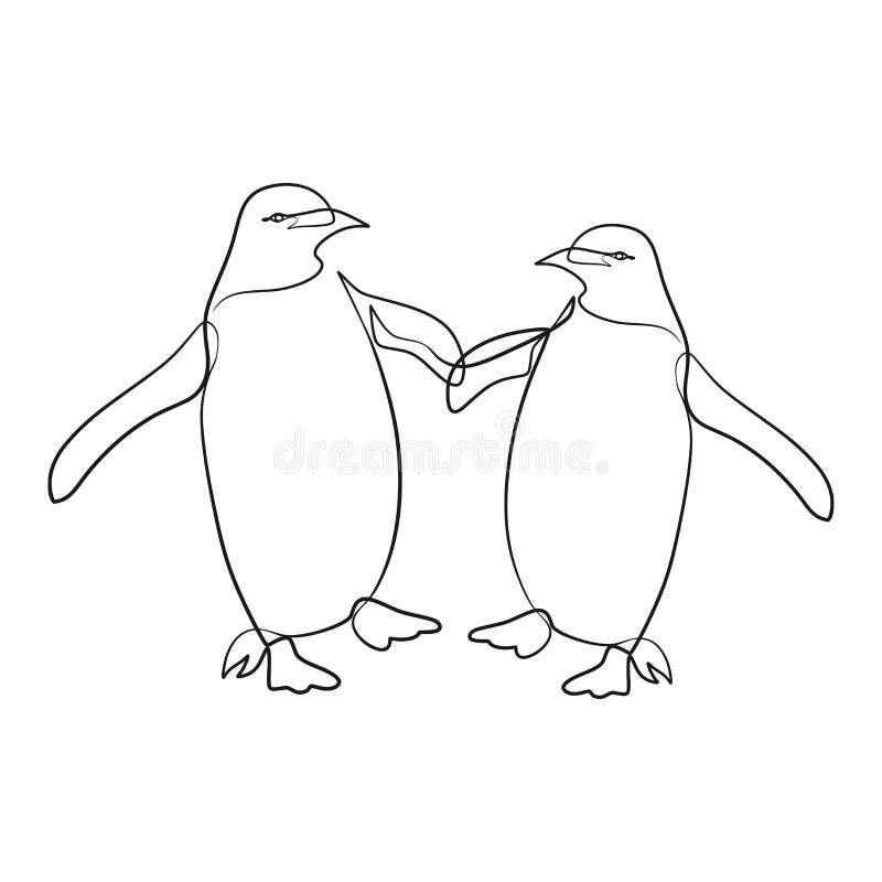 Penguin Continuous One Line Art Drawing Stock Vector - Illustration of ...