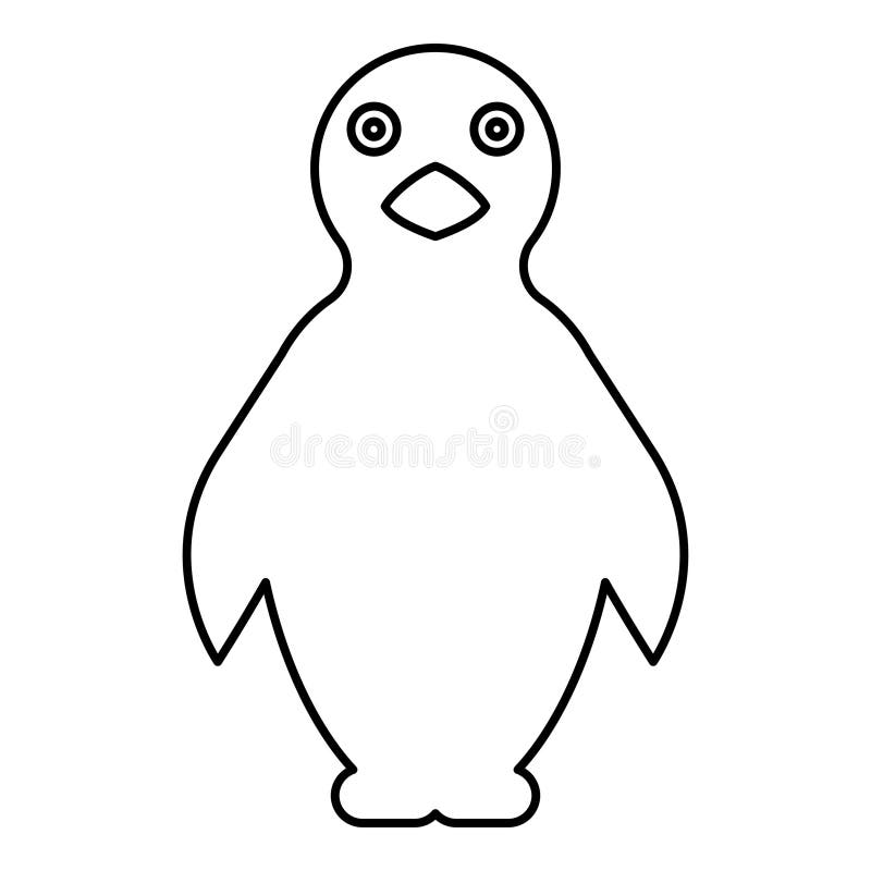 Penguin Contour Outline Line Icon Black Color Vector Illustration Image ...