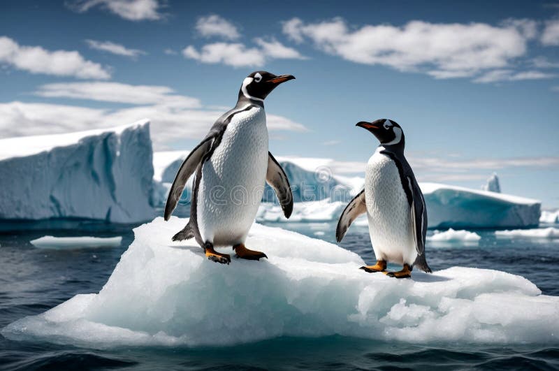 Penguin couple stock illustration. Illustration of landscape - 293596453