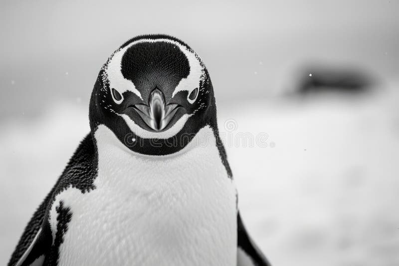 A Penguin with a Curious Expression Stares into the Camera Stock ...
