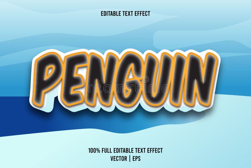 Penguin Editable Text Effect 3 Dimension Emboss Cartoon Style Stock ...