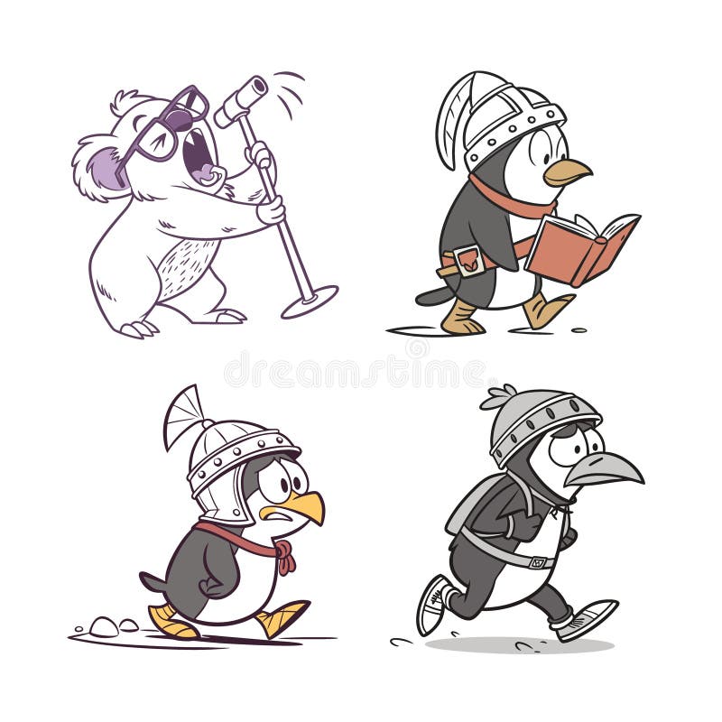 Penguin Evolution Comic Strip Cartoon Character Design Stock Vector ...