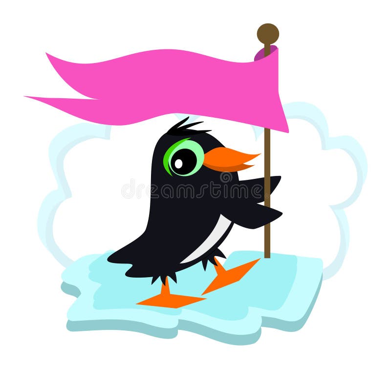 Penguin with a Flag stock vector. Illustration of sweet - 19519594