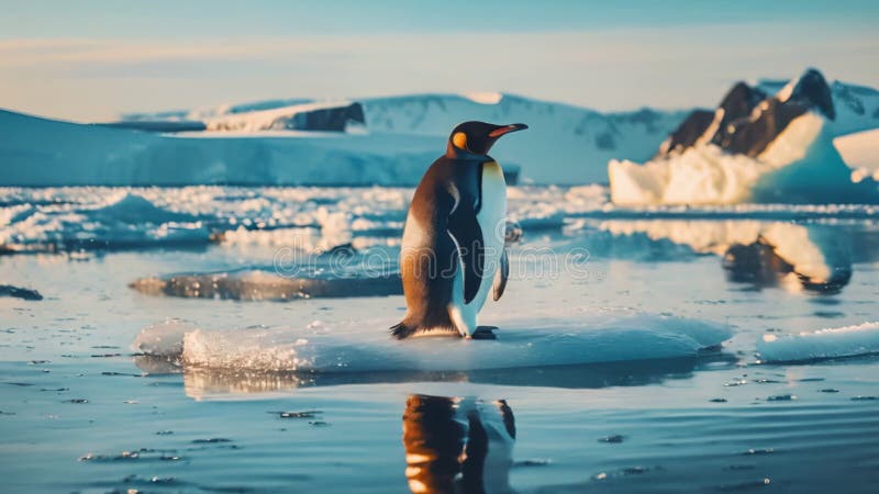 Penguin Floating on Melting Ice Stock Video - Video of wildlife ...