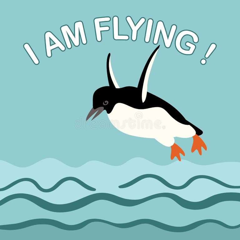Penguin Fly Vector Illustration Style Flat Stock Vector - Illustration ...